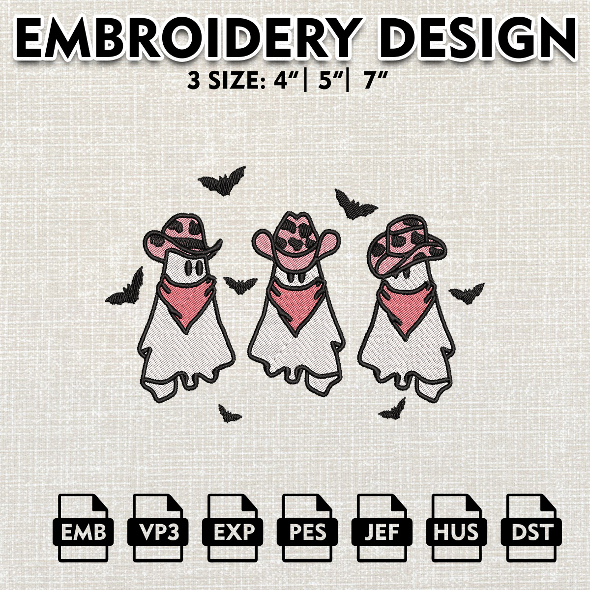 Funny Cowboy Ghost Embroidery Designs, Halloween Machine Emb | Inspire Uplift