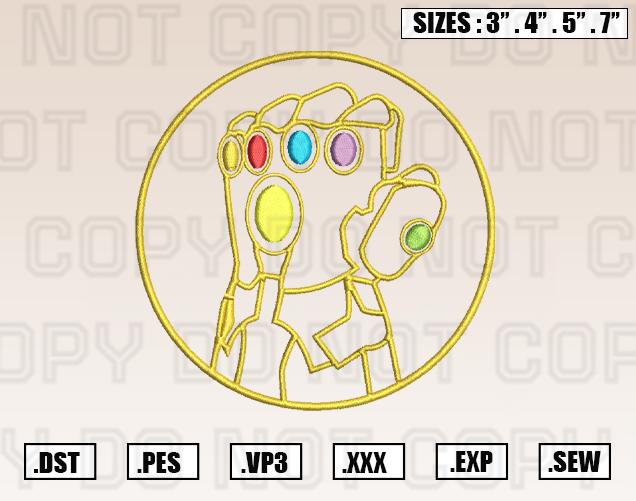 Infinity Gauntlet Embroidery Machine Designs Instant Digital - Inspire ...
