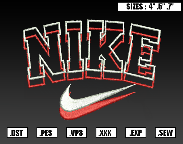 Nike Double Outline Embroidery Designs, Nike Logo Embroidery | Inspire ...
