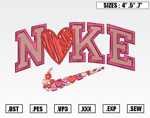 Nike Heart Embroidery Designs, Nike Valentine Embroidery Des | Inspire ...