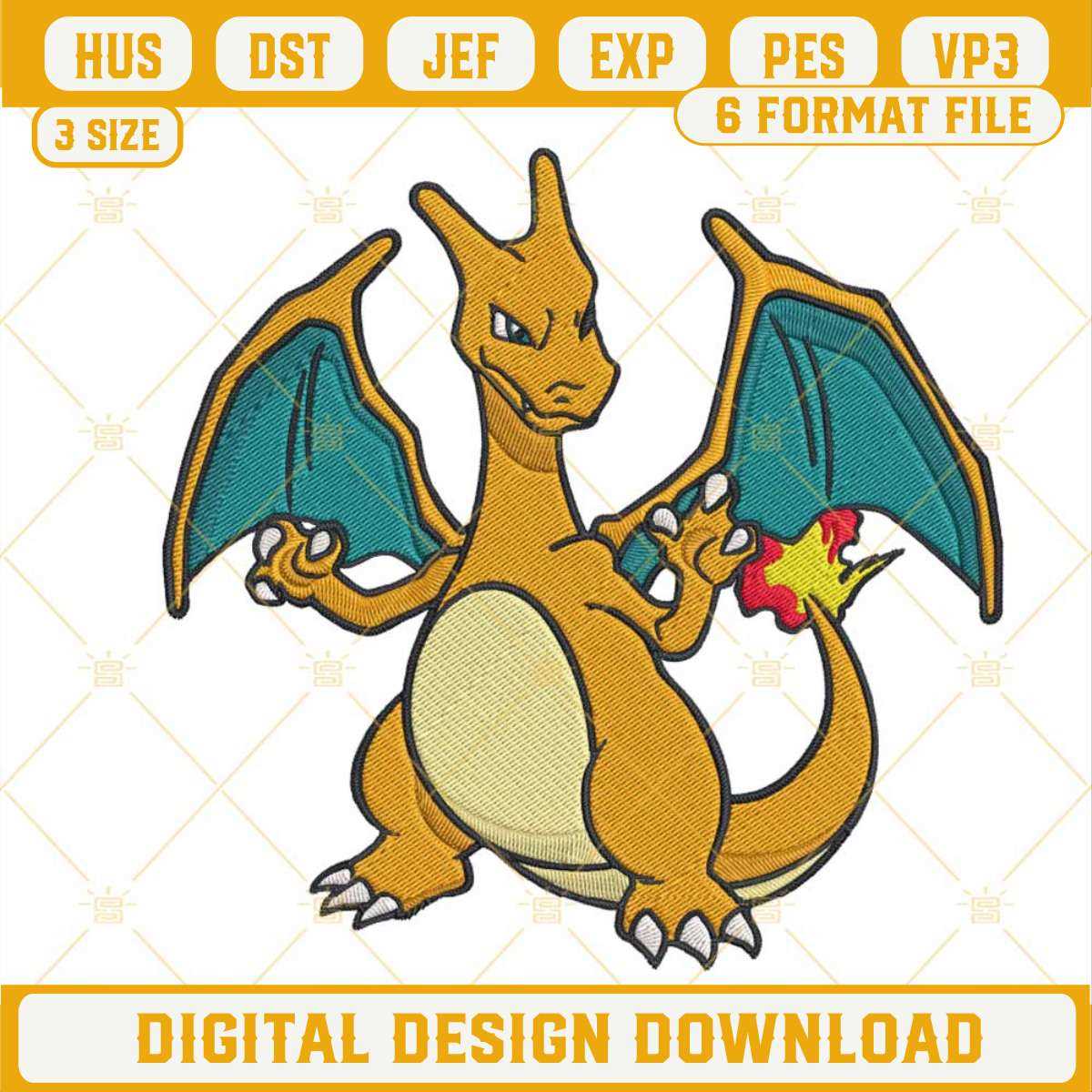 Charizard Machine Embroidery Designs, Fire Lizard Pokemon Em | Inspire ...