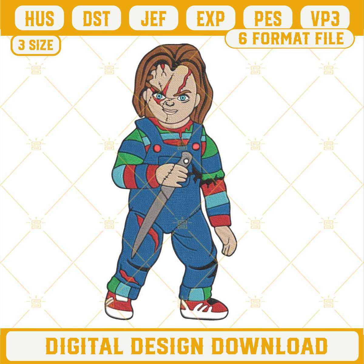Chucky Machine Embroidery Designs, Chucky Horror Movie Hallo | Inspire ...