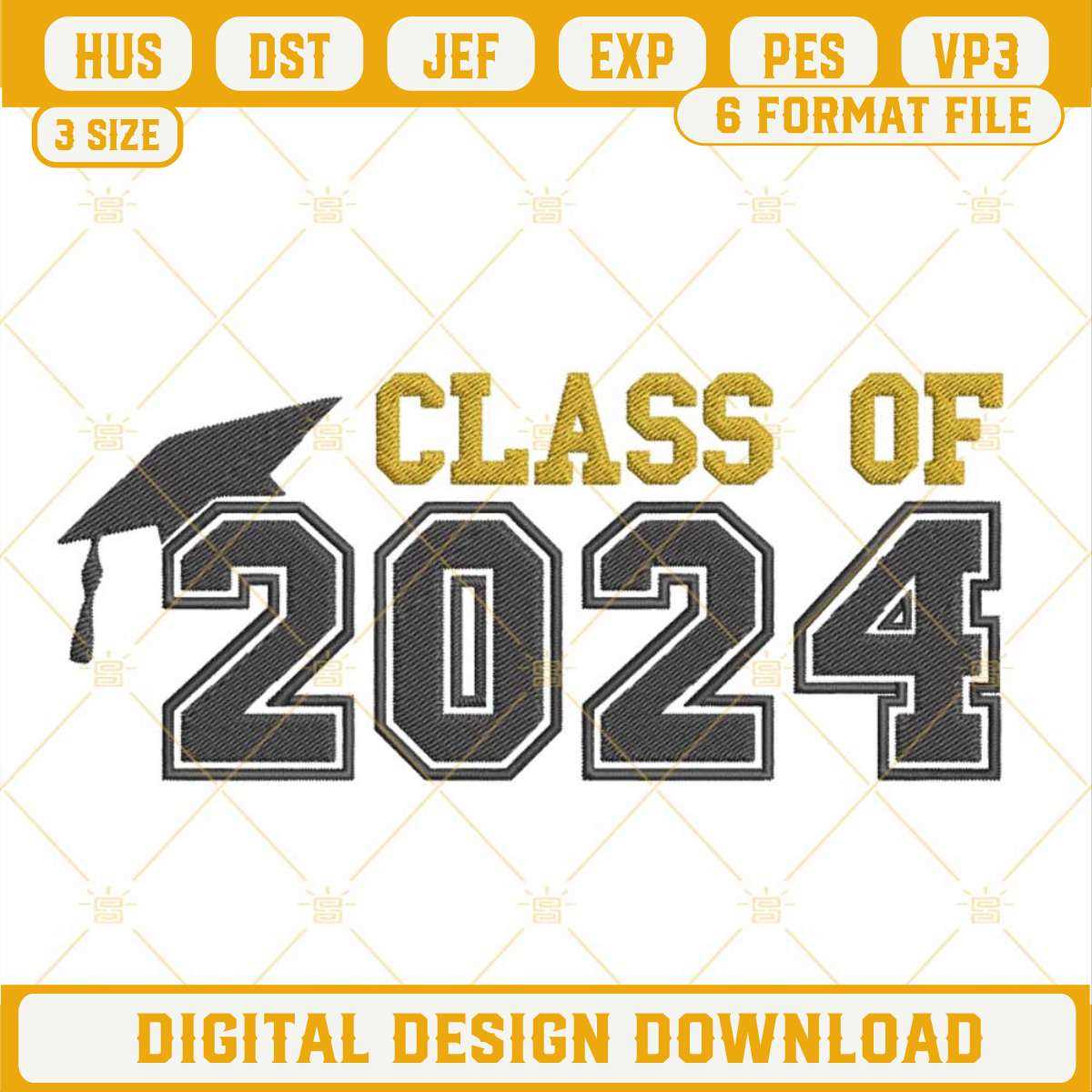 Class Of 2024 Embroidery Designs, Senior 2024 Embroidery Pat | Inspire ...