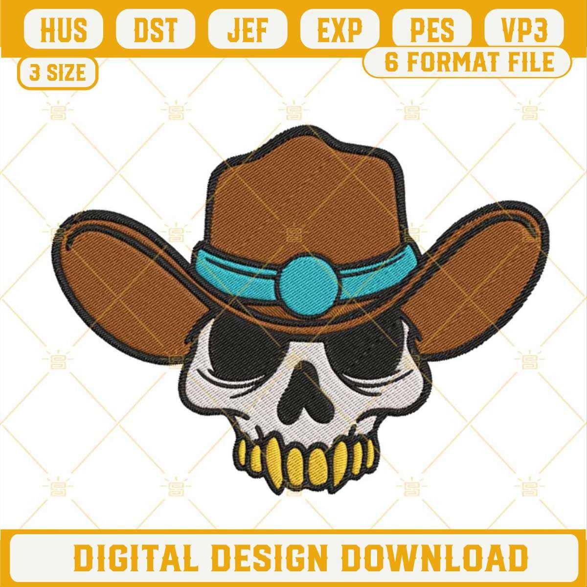 Cowboy Skull Skellington Embroidery Designs, Western Cowboy - Inspire ...