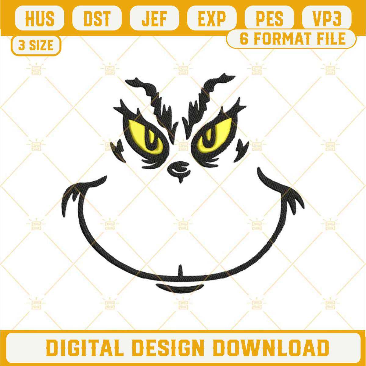 Grinch Face Embroidery Design, Grinch Embroidery Design File | Inspire ...