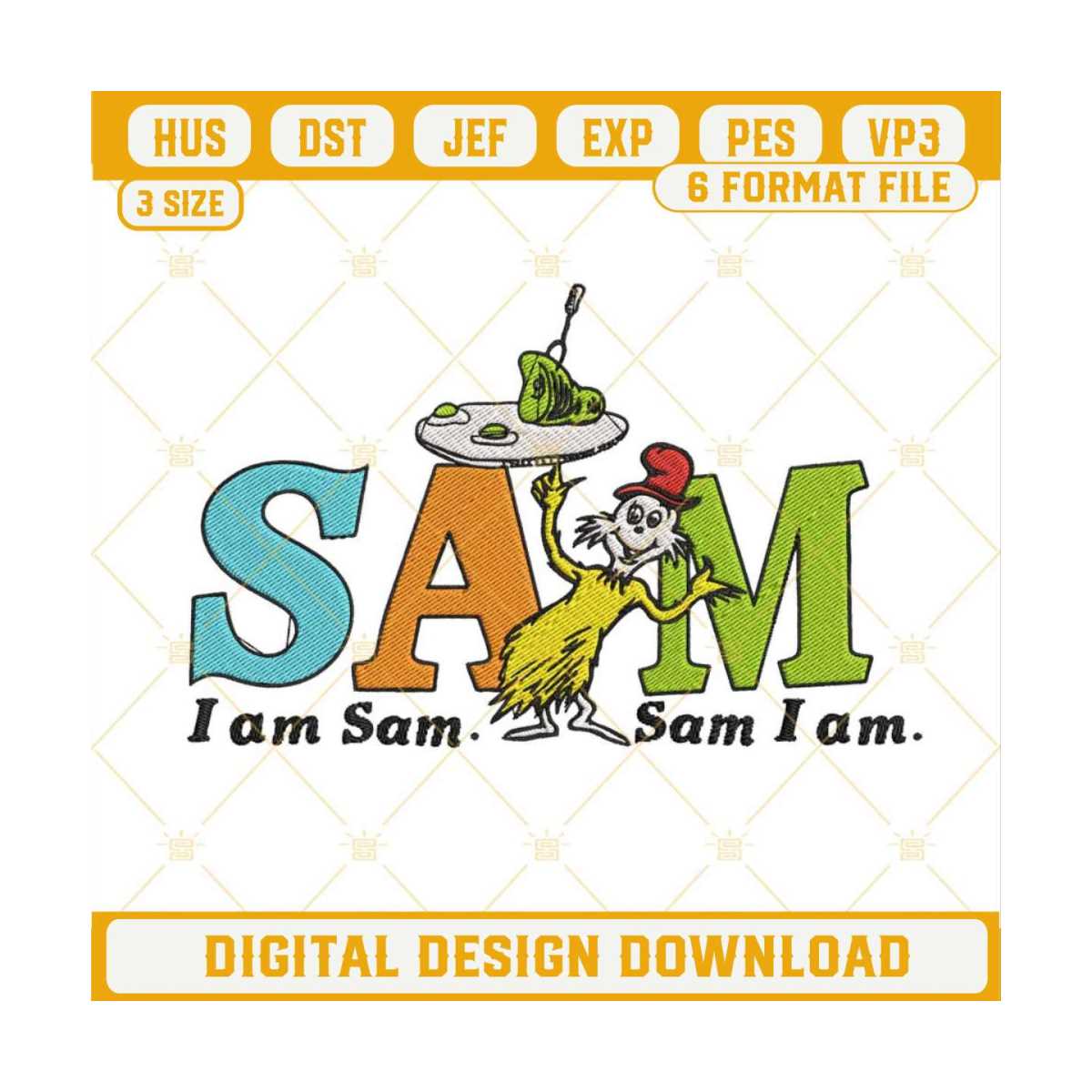 I Am Sam I Am Embroidery Design, Dr Seuss Machine Embroidery | Inspire ...