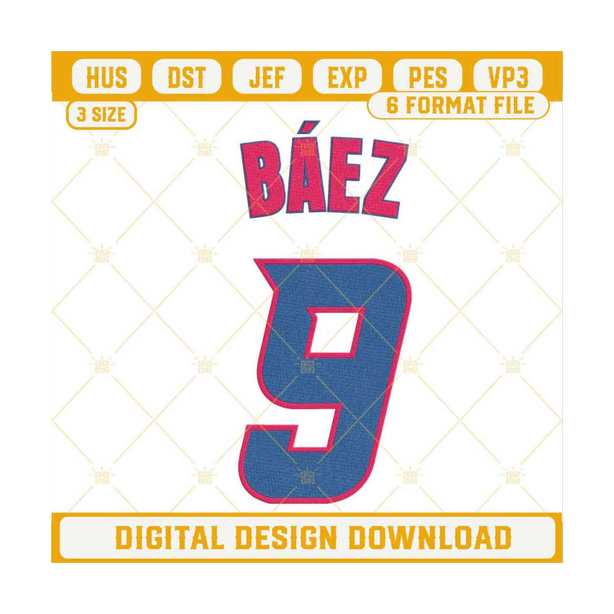Javier Baez 9 Embroidery Designs, Puerto Rico Baseball Embro | Inspire ...