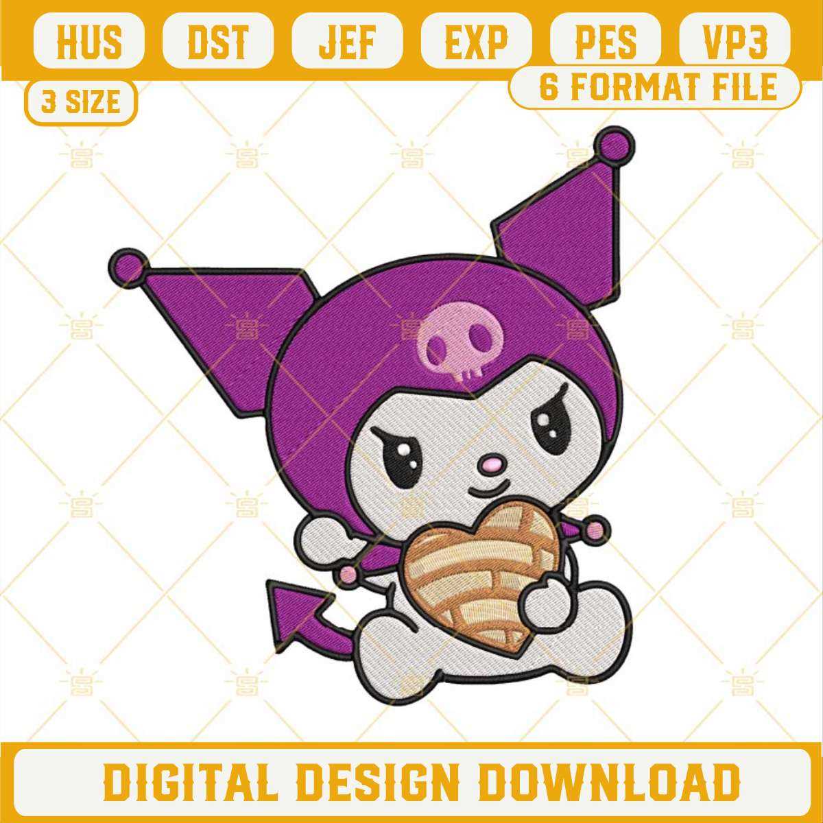 Kuromi With Concha Machine Embroidery Design, Sanrio Kuromi | Inspire ...