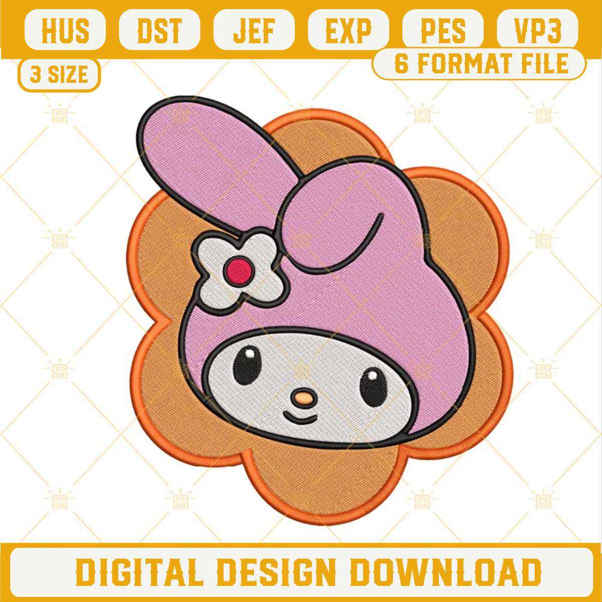 My Melody Face Flower Embroidery Designs, Sanrio Embroidery | Inspire ...