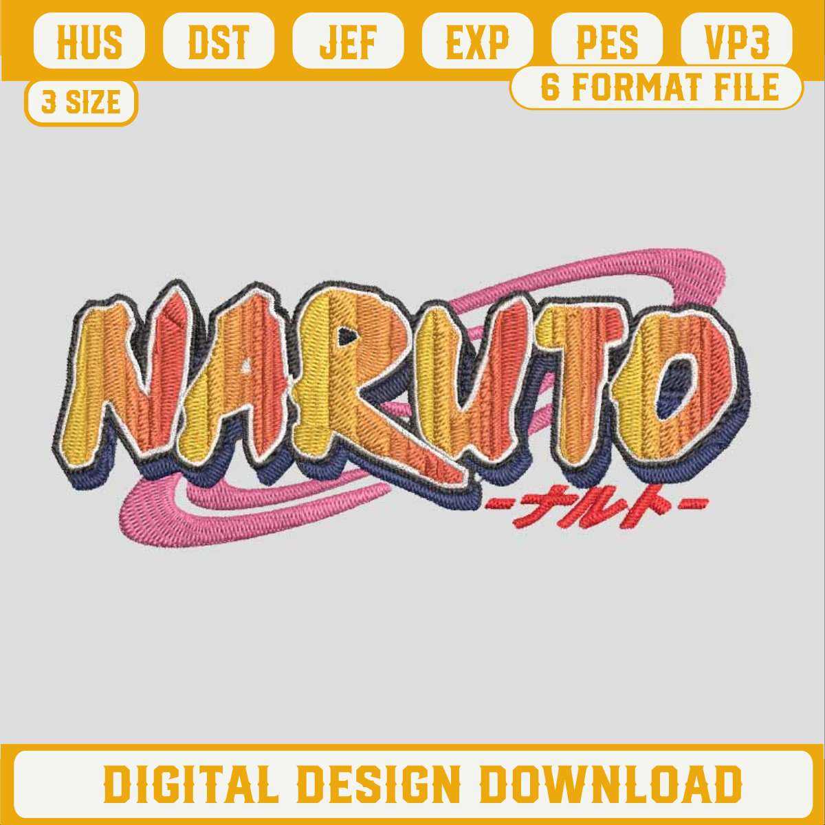 Naruto Logo Embroidery Design, Naruto Embroidery Files, Naru | Inspire ...
