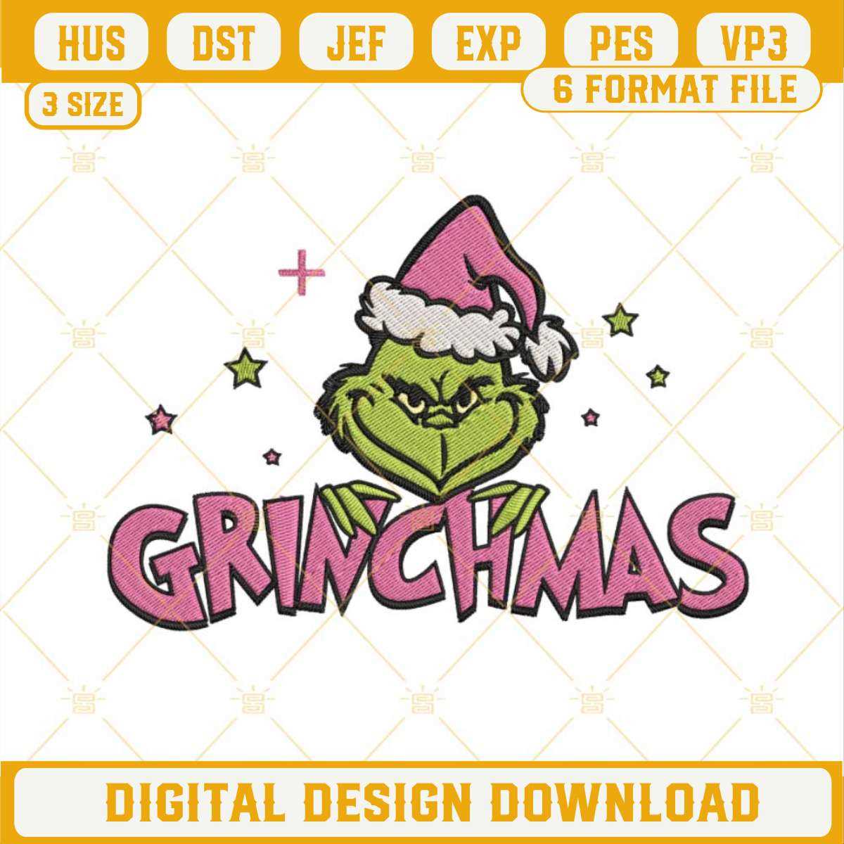 Pink Grinchmas Embroidery Design Files.jpg | Inspire Uplift