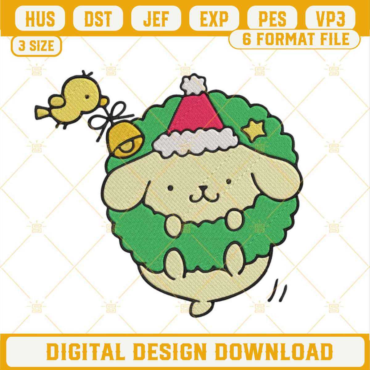 Pompompurin Merry Christmas Embroidery Design Files.jpg | Inspire Uplift