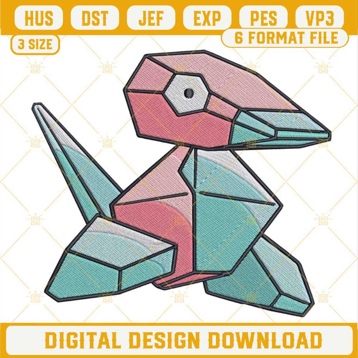 Porygon Pokemon Machine Embroidery Design Files.jpg | Inspire Uplift