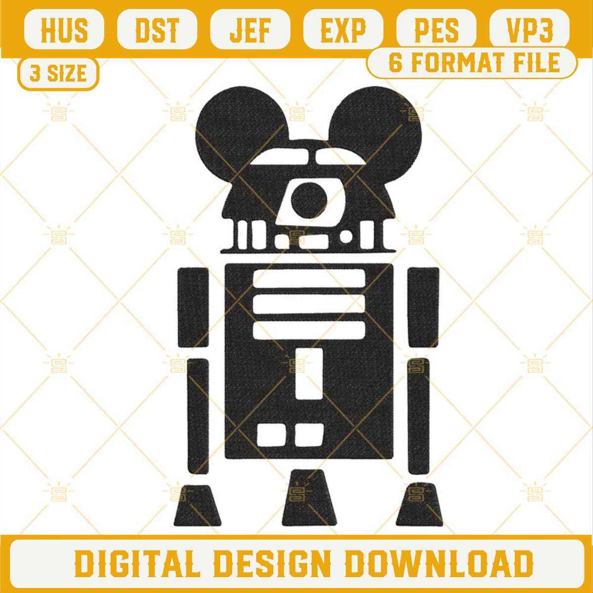 R2D2 Robot Mickey Mouse Ears Embroidery Designs, Star Wars D | Inspire ...
