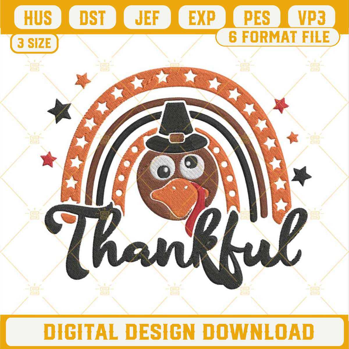 Rainbow Turkey Thankful Embroidery Designs, Thanksgiving Emb | Inspire ...