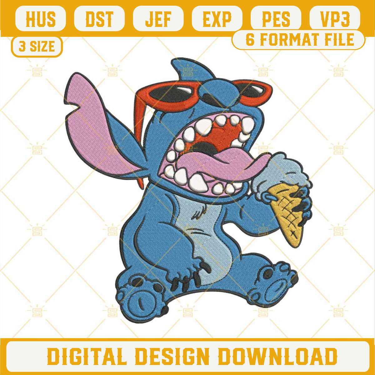 Stitch Summer Ice Cream Machine Embroidery Design File.jpg - Inspire Uplift