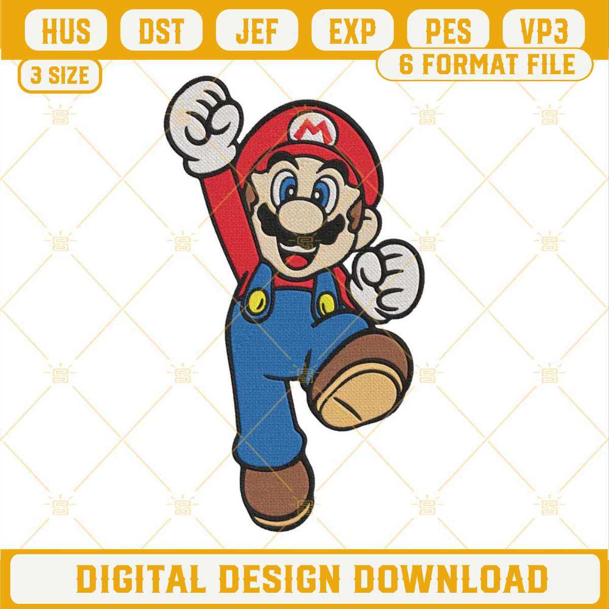 Super Mario Bros Jumping Embroidery Design Files.jpg | Inspire Uplift