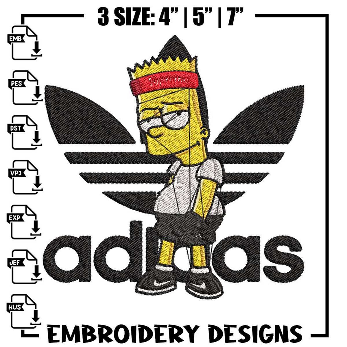 Bart adidas Embroidery Design, Adidas Embroidery, Embroidery | Inspire ...