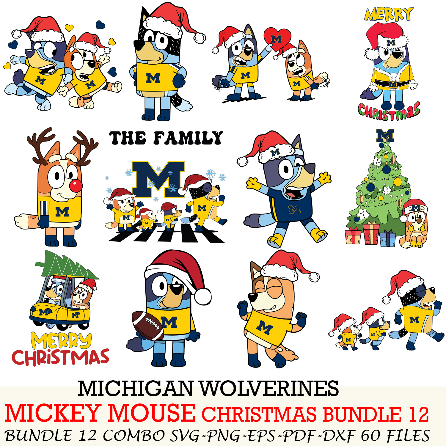 NC State Wolfpack bundle 12 zip Bluey Christmas Cut files,fo | Inspire ...