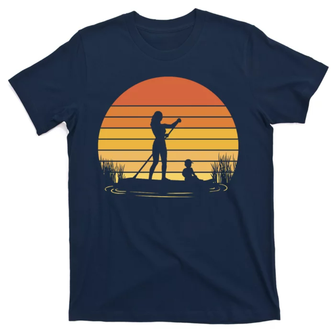Paddle Surf Mother And Child Sunset T-Shirt | Inspire Uplift