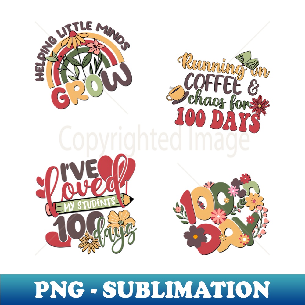 Colorful 100th Day Stickers Pack - Premium PNG Sublimation F | Inspire ...