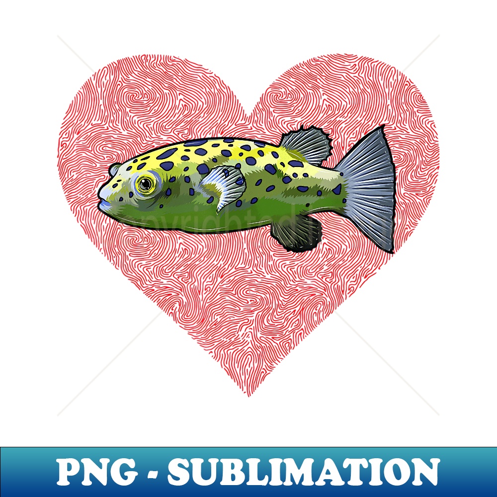Green Spotted Puffer Fish Valentines Day Love Fingerprint - | Inspire ...