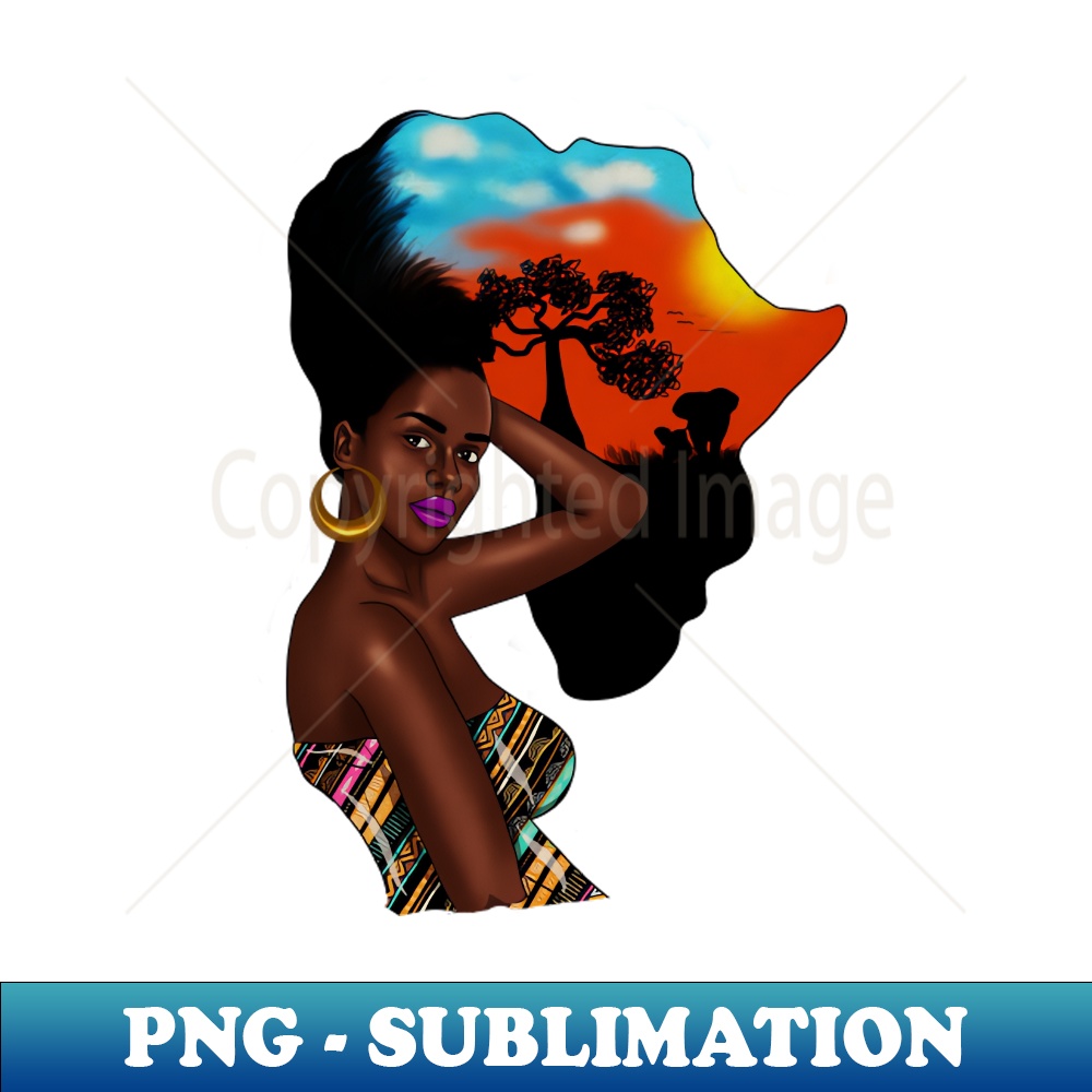 Afro African Woman with Africa map Hair - PNG Transparent Su | Inspire ...