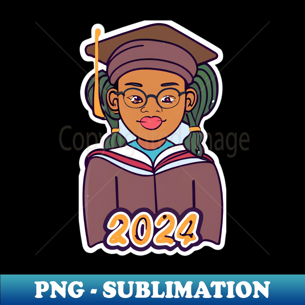 Class of 2024 Sticker Design Black Girl in Graduation Cap on | Inspire ...