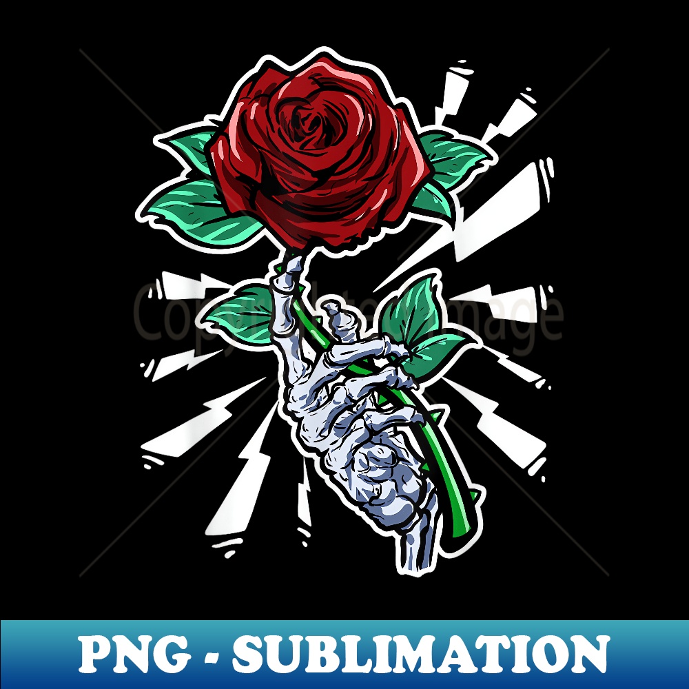 Tattoo Skeleton Hand Red Rose Flower - Elegant Sublimation P | Inspire ...