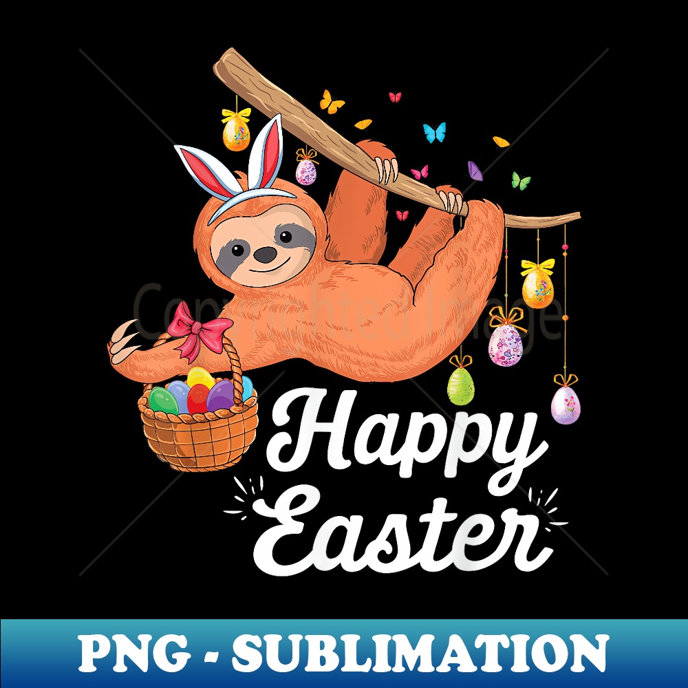 Happy cute sloth with Bunny ears & Egg Hunting Easter sloth | Inspire ...