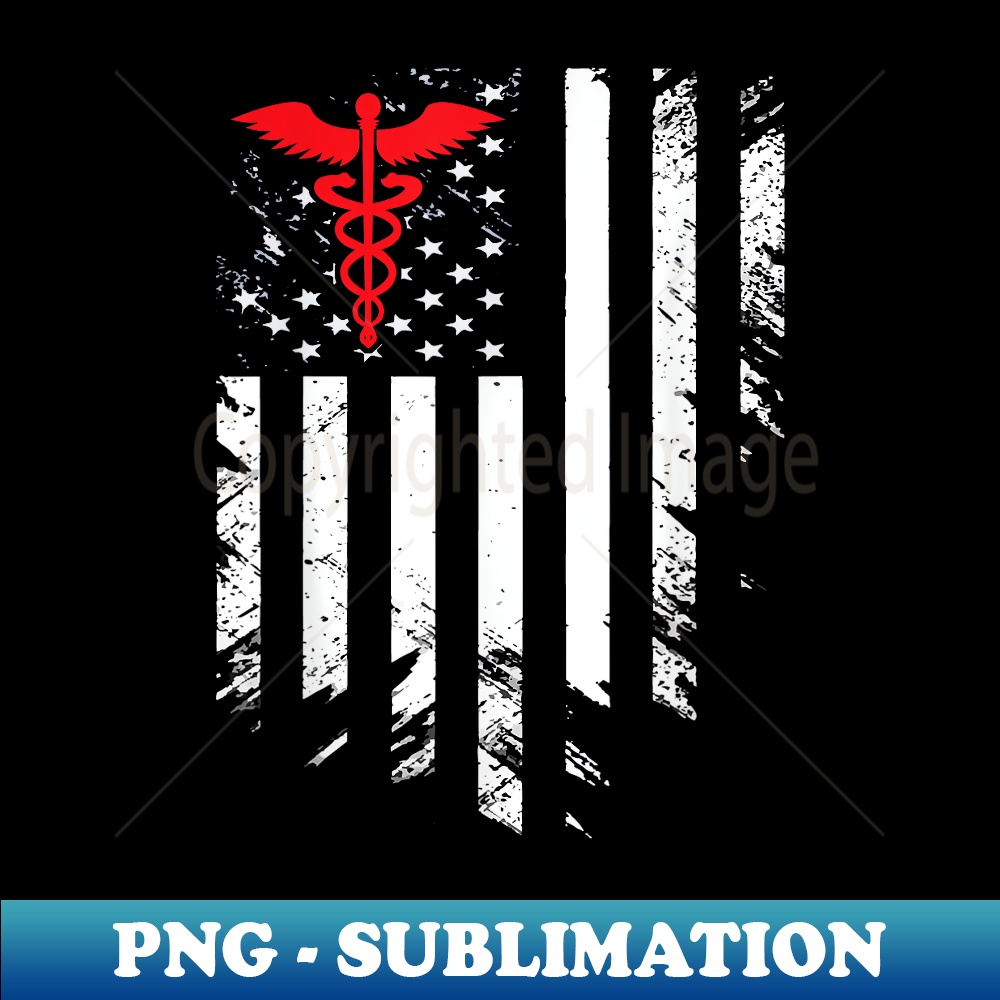 Nurse Thin Red Line Caduceus American Flag - Digital Sublima | Inspire Uplift