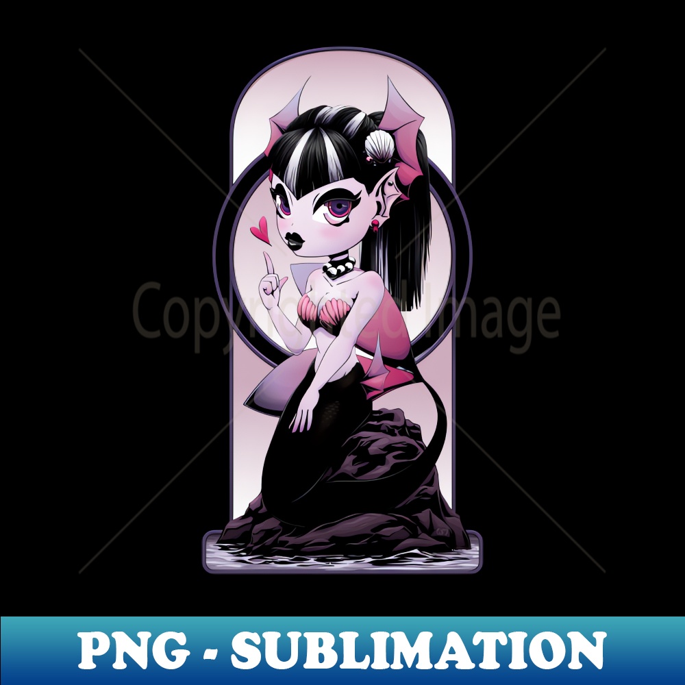 Cute Kawaii Chibi Pastel Goth Mermaid - High-Resolution PNG | Inspire ...