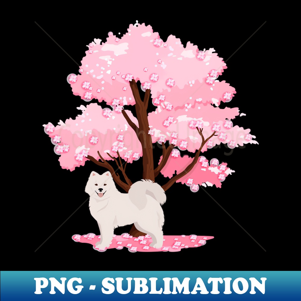 Samoyed Dog with Spring Sakura Tree - Trendy Sublimation Dig | Inspire ...