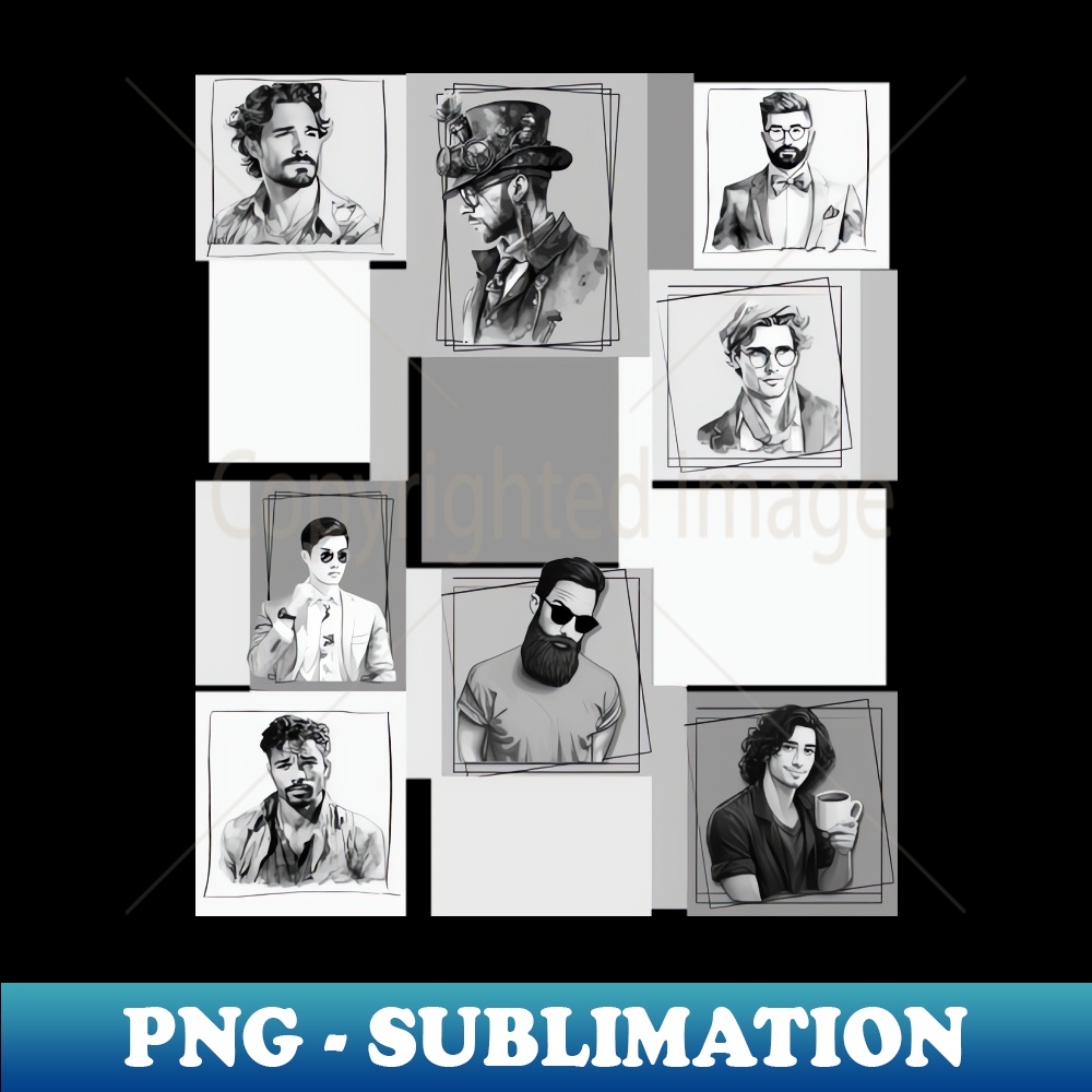 Portraits Of Men Pattern - Modern Sublimation PNG File - Per | Inspire ...