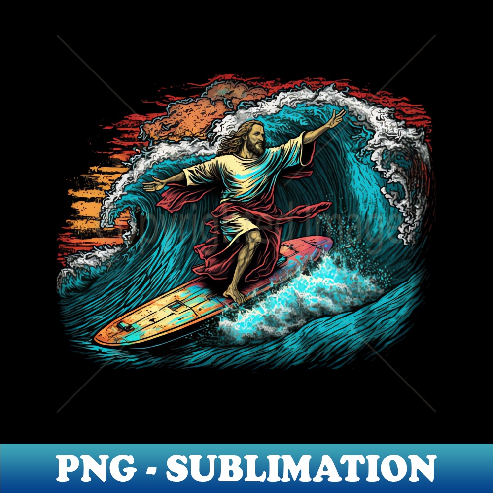Surfing Jesus - PNG Transparent Sublimation Design - Fashion | Inspire ...