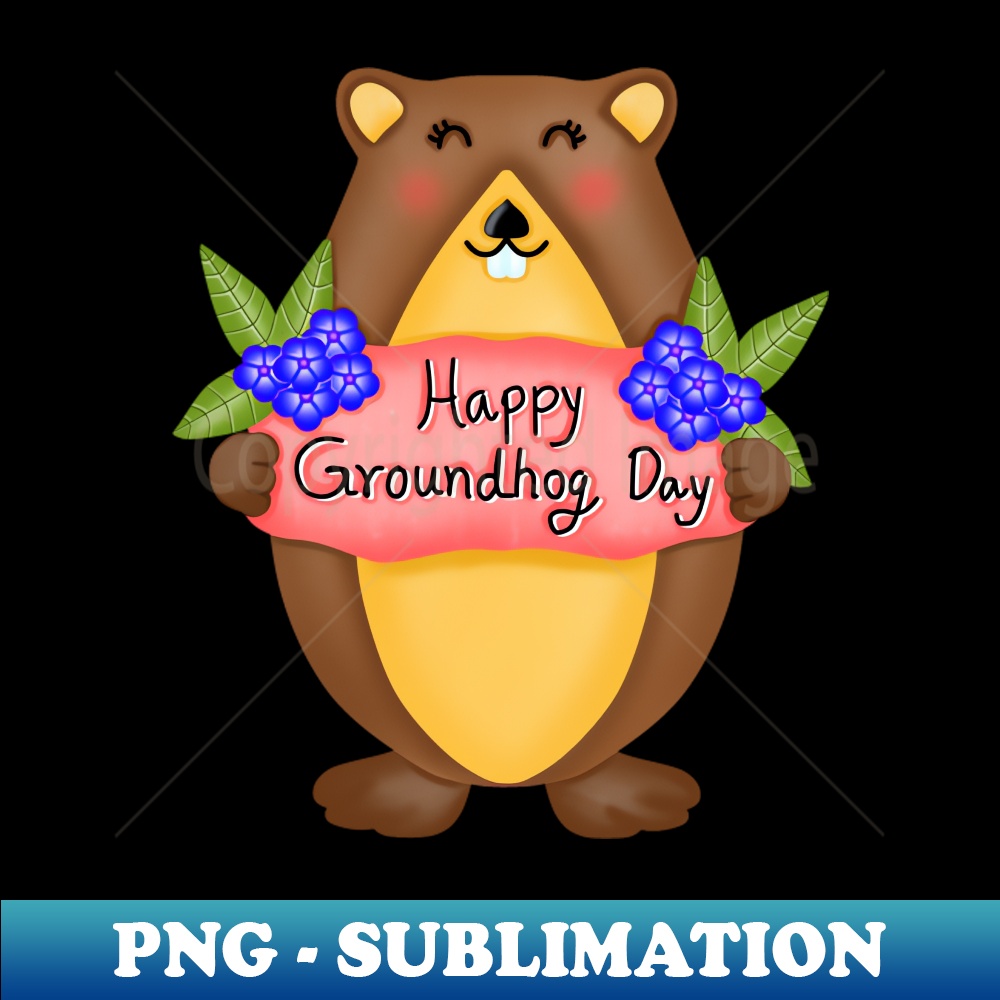 Cute groundhog with happy groundhog day - PNG Transparent Su - Inspire ...
