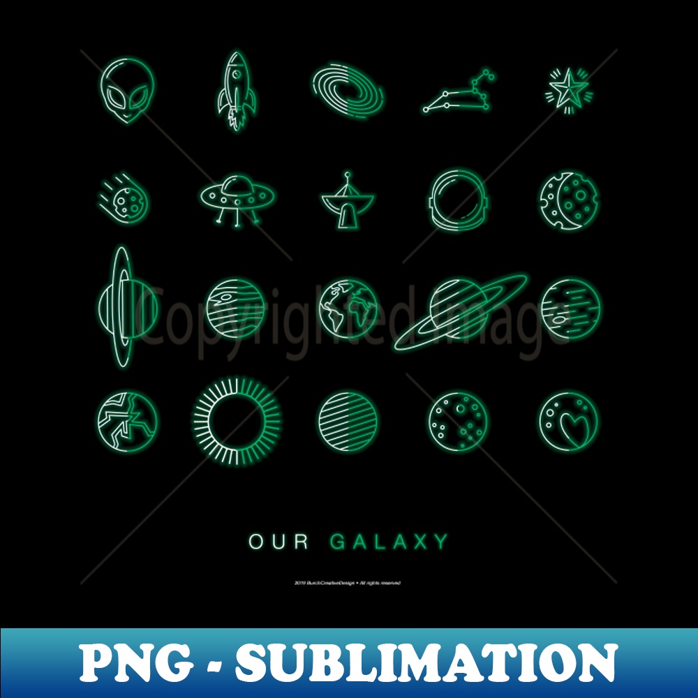 Our Galaxy Space Symbols Icons - Retro PNG Sublimation Digit | Inspire ...