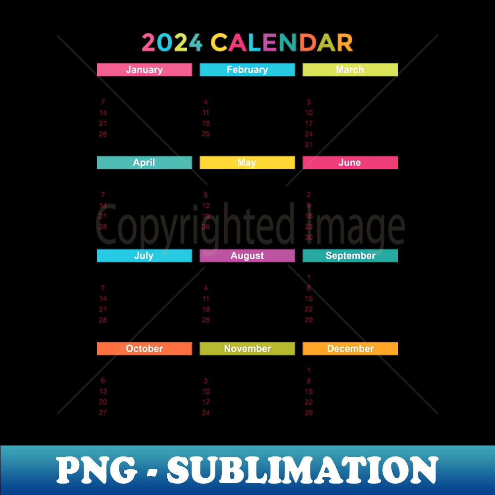 Colorful Minimalist Vertical 2024 Calendar - Exclusive Subli | Inspire ...