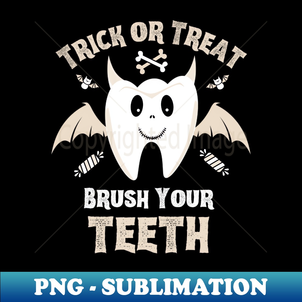 Trick or Treat Brush Your Teeth - Cute Tooth with Bat Wings | Inspire ...