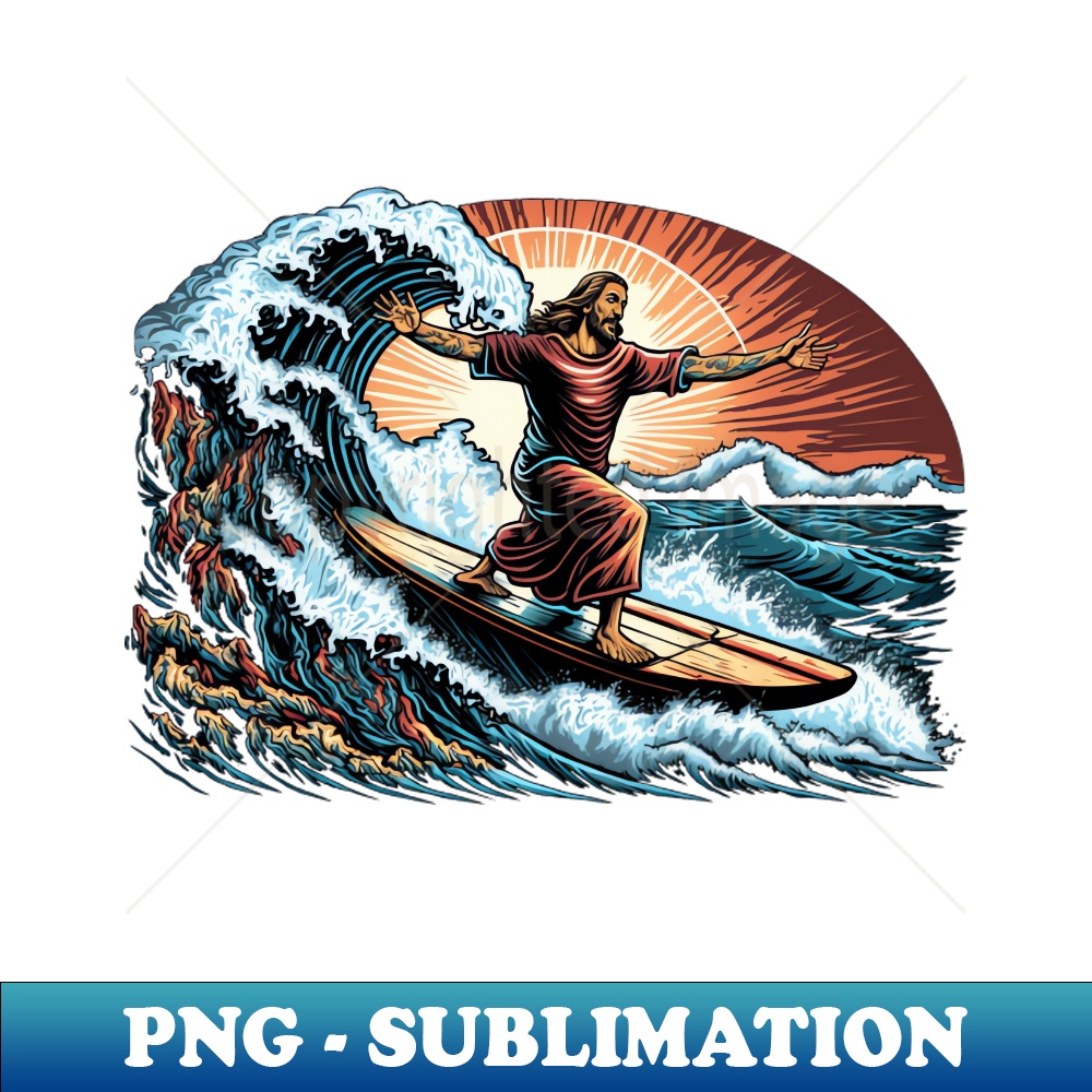 Surfing Jesus - Christian - High-Resolution PNG Sublimation - Inspire ...