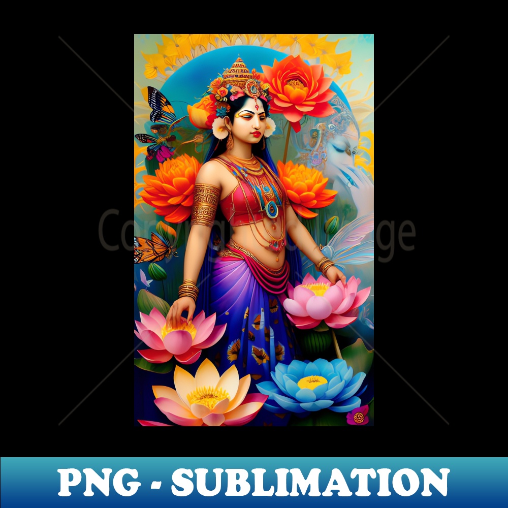 Lakshmi Goddess Lotus Blossom - PNG Sublimation Digital Down | Inspire Uplift