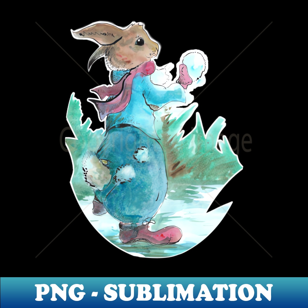 Rabbit throwing snowballs 221123 - vintage Christmas inspire | Inspire ...