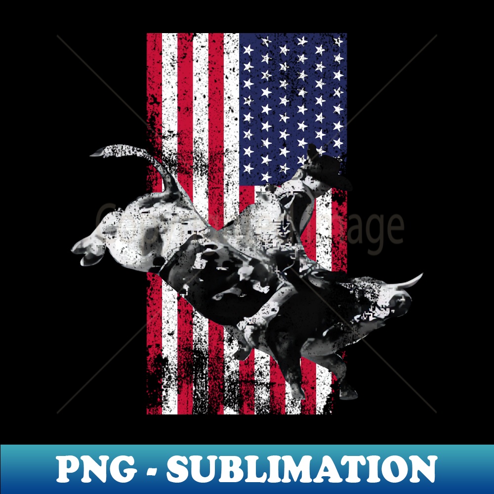 Patriotic Rodeo Cowboy Bull Rider with American Flag Distres | Inspire ...