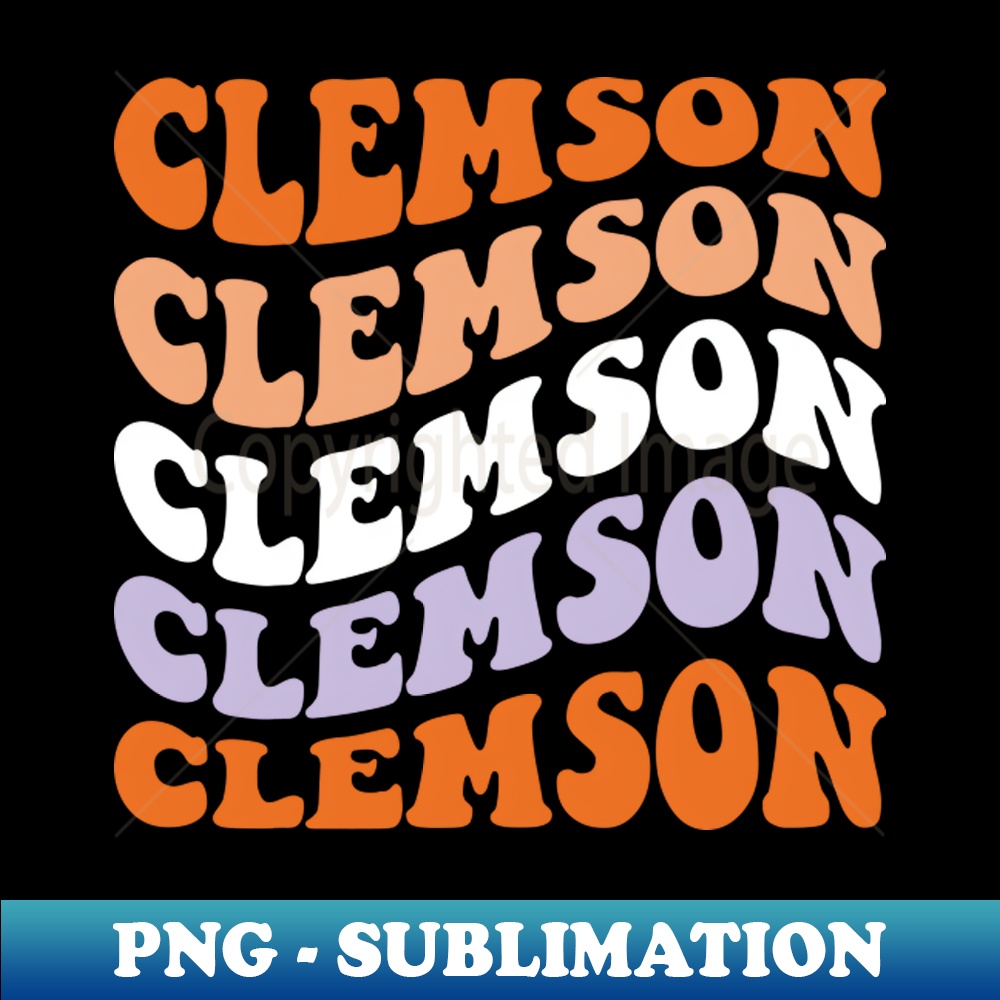 Clemson Retro Wave Font Design - Instant PNG Sublimation Dow | Inspire ...