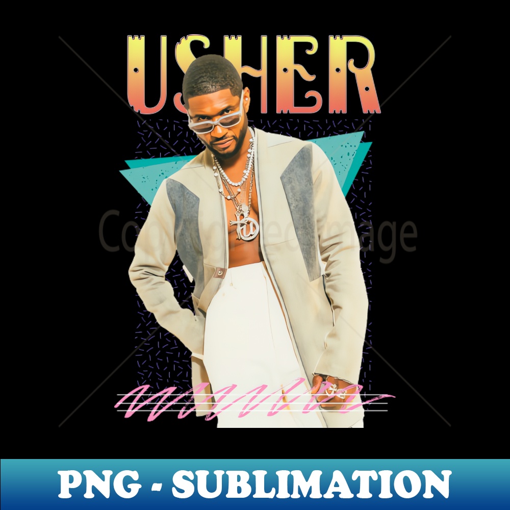 Usher Retro Aesthetic Fan Art - Vintage Sublimation PNG Down | Inspire ...