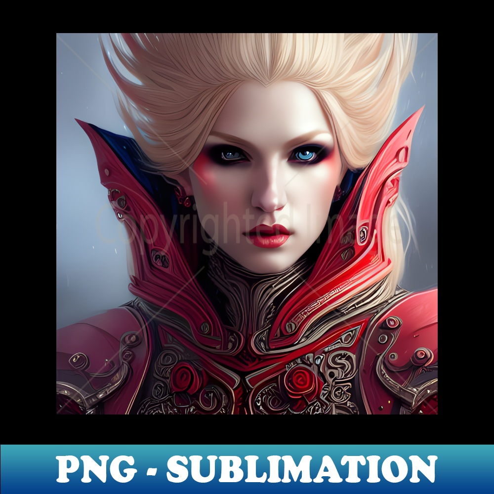 Sexy Blonde Vampire Queen Red Armor Dark Artwork - High-Reso | Inspire ...
