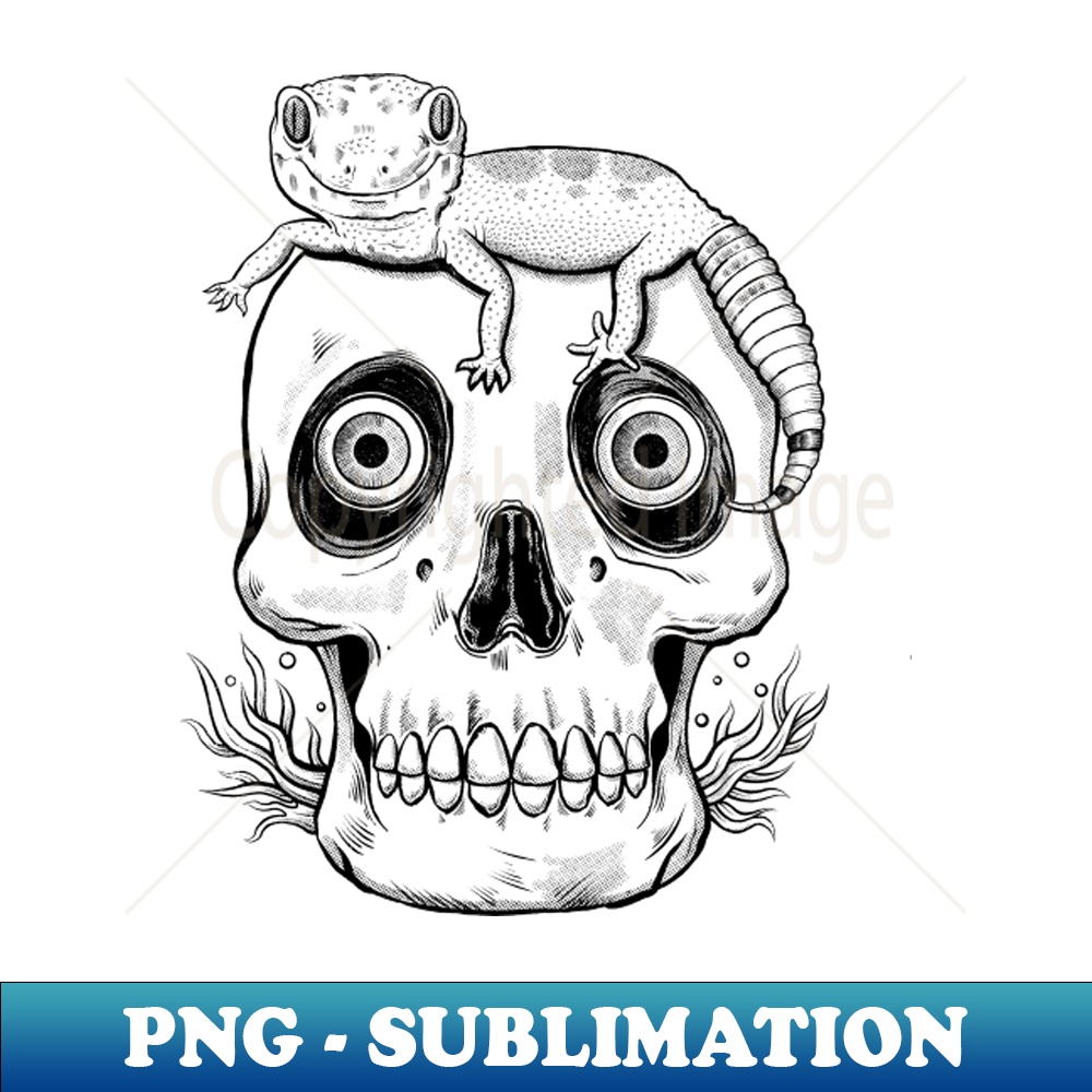 Gecko Skull Black and White - PNG Transparent Sublimation Fi | Inspire ...