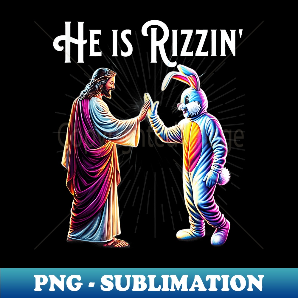 Funny Rizz He is Rizzin Jesus High Five Easter Bunny - Exclu - Inspire ...