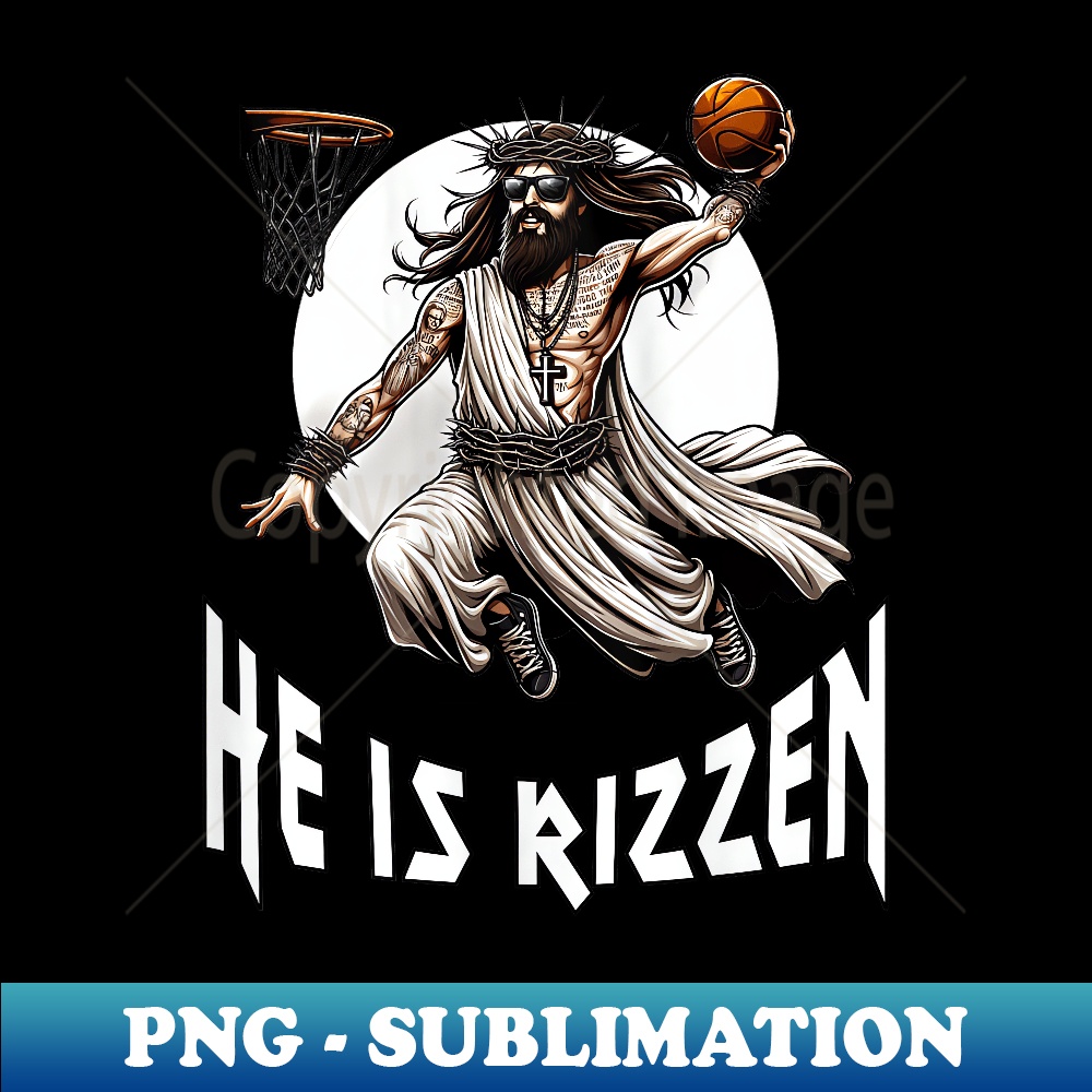 Womens He Is Rizzen Funny Meme Rocker Basketball Easter - Tr | Inspire ...