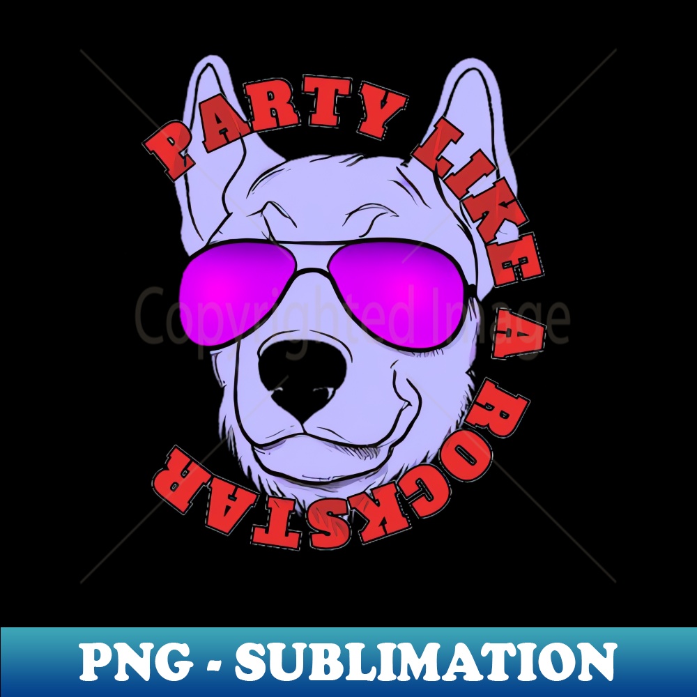 Party Like a Rockstar Dog Synthwave Retro - Exclusive PNG Su | Inspire ...